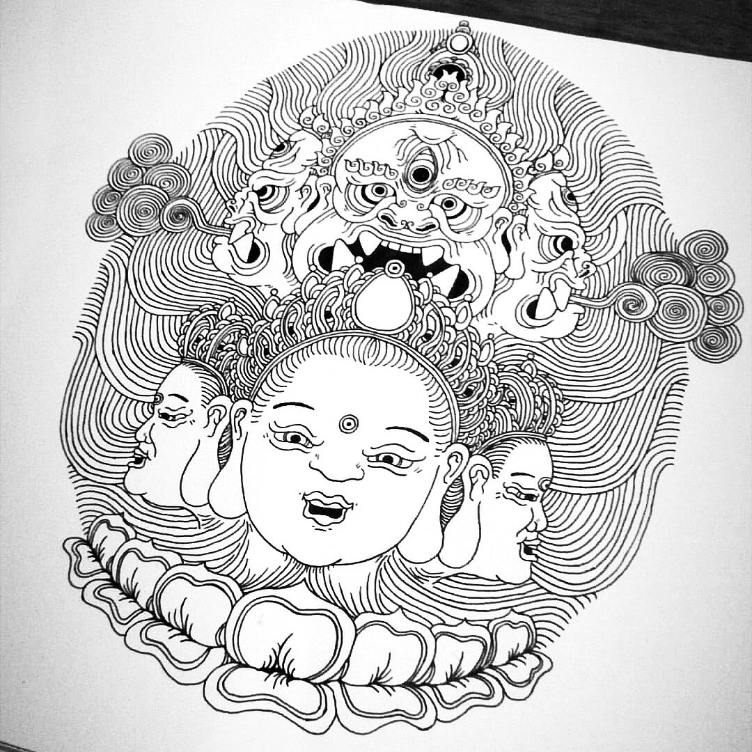 ArtStation - Ink Tibetan inpired drawings