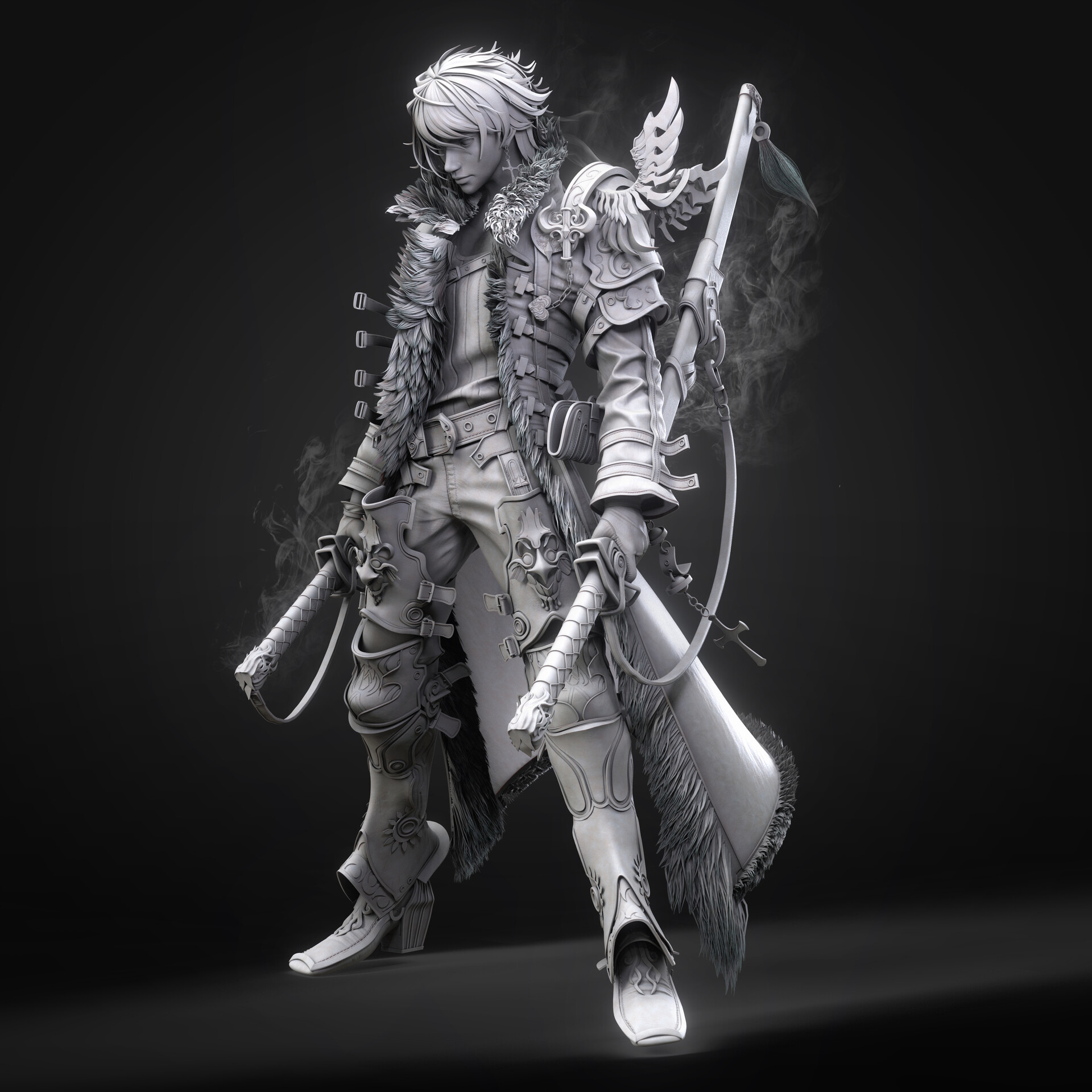 ArtStation - Two sword man Wip