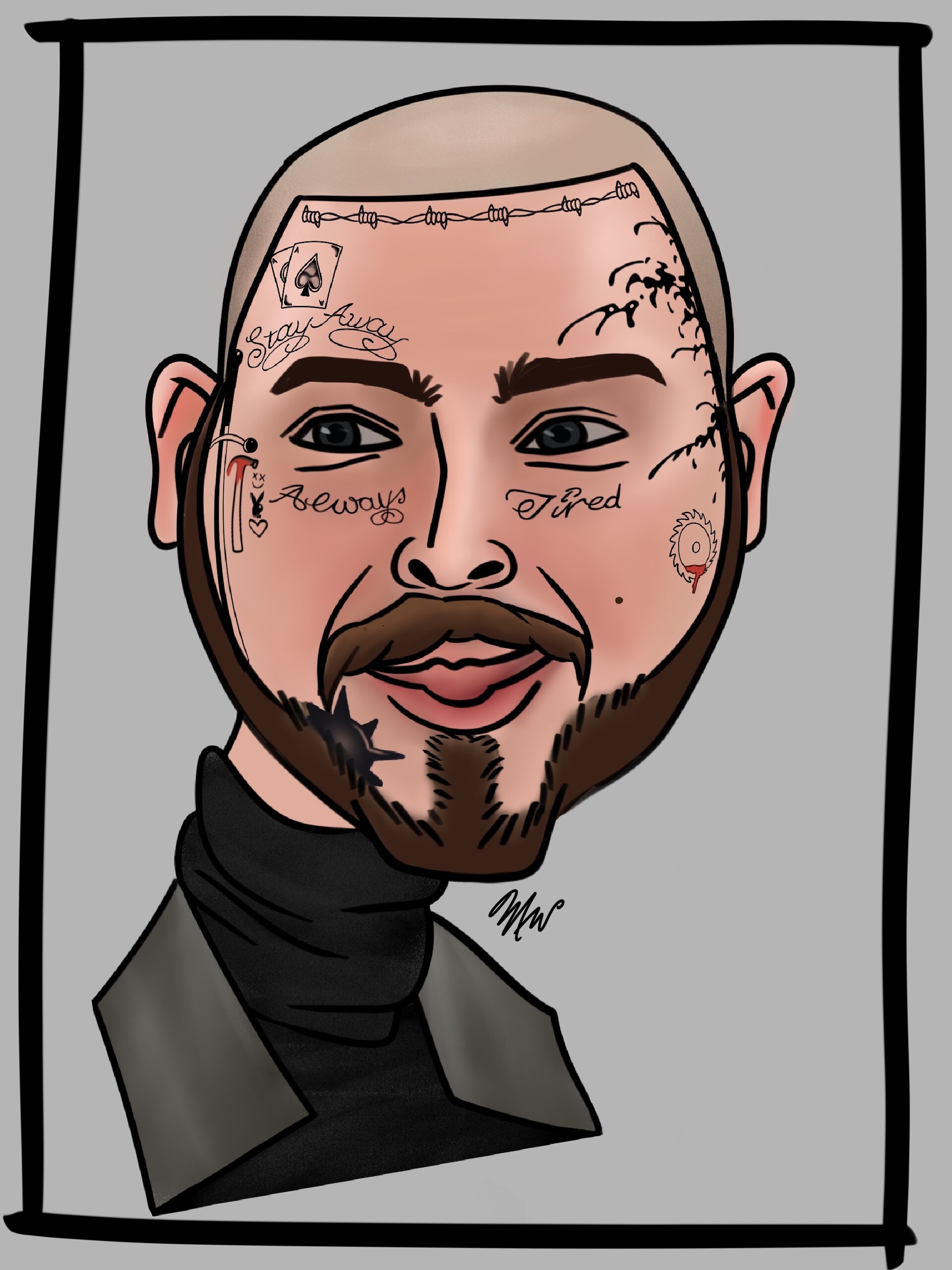 how to draw post malone beard