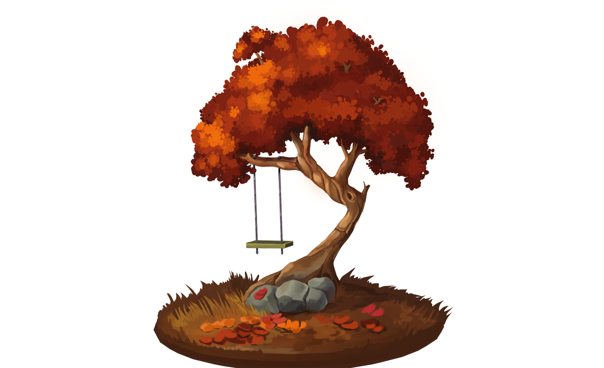 ArtStation - Autumn tree 3d for 2d art