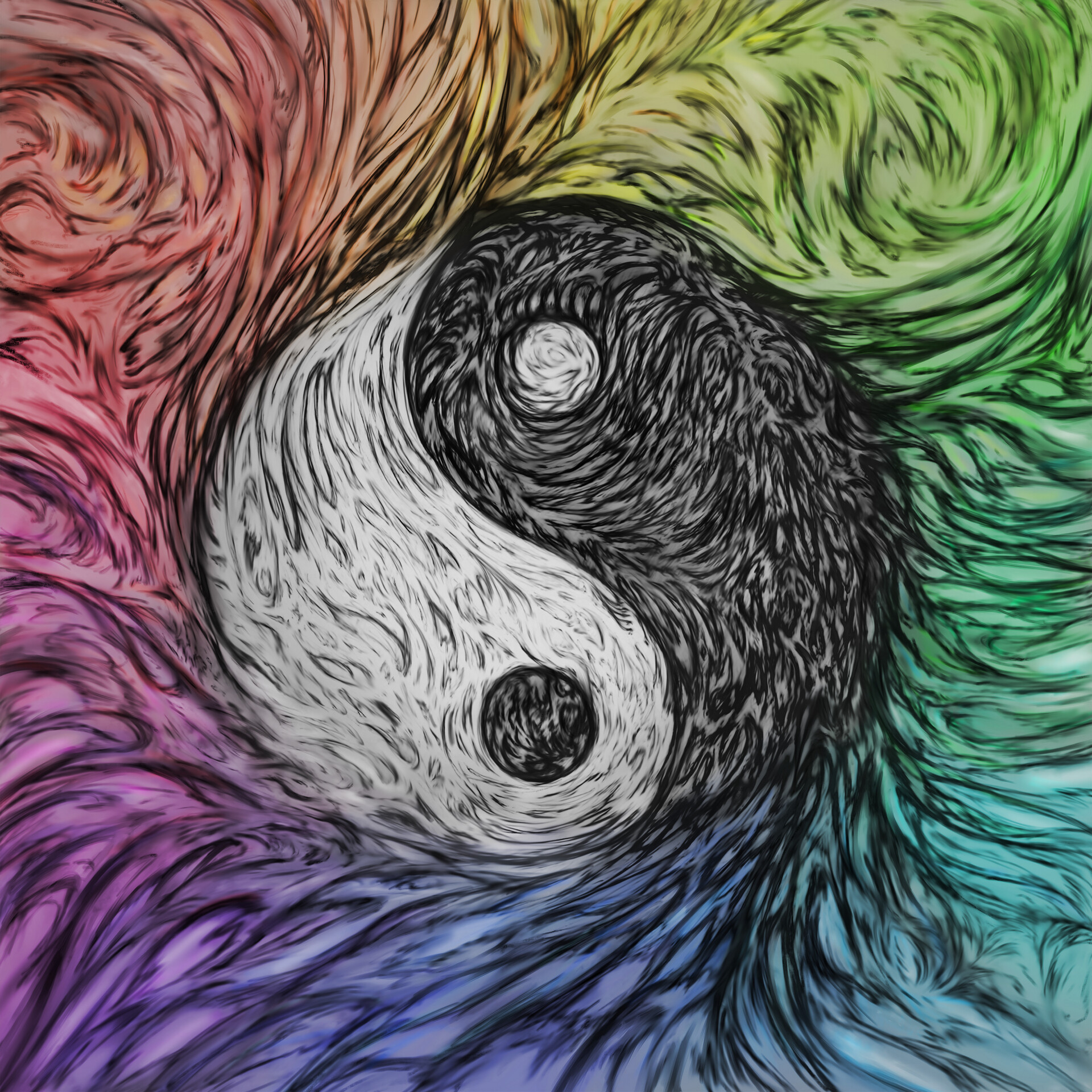 Abstract Yin Yang Art