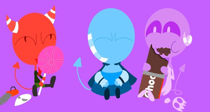 ArtStation - Lineless Three Little Imps Eating Candy