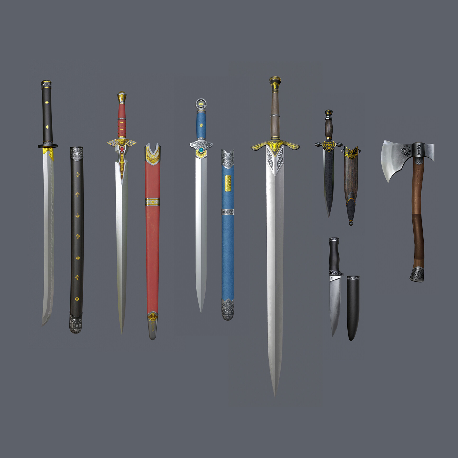 ArtStation - 一些3D武器合集 3D Weapons