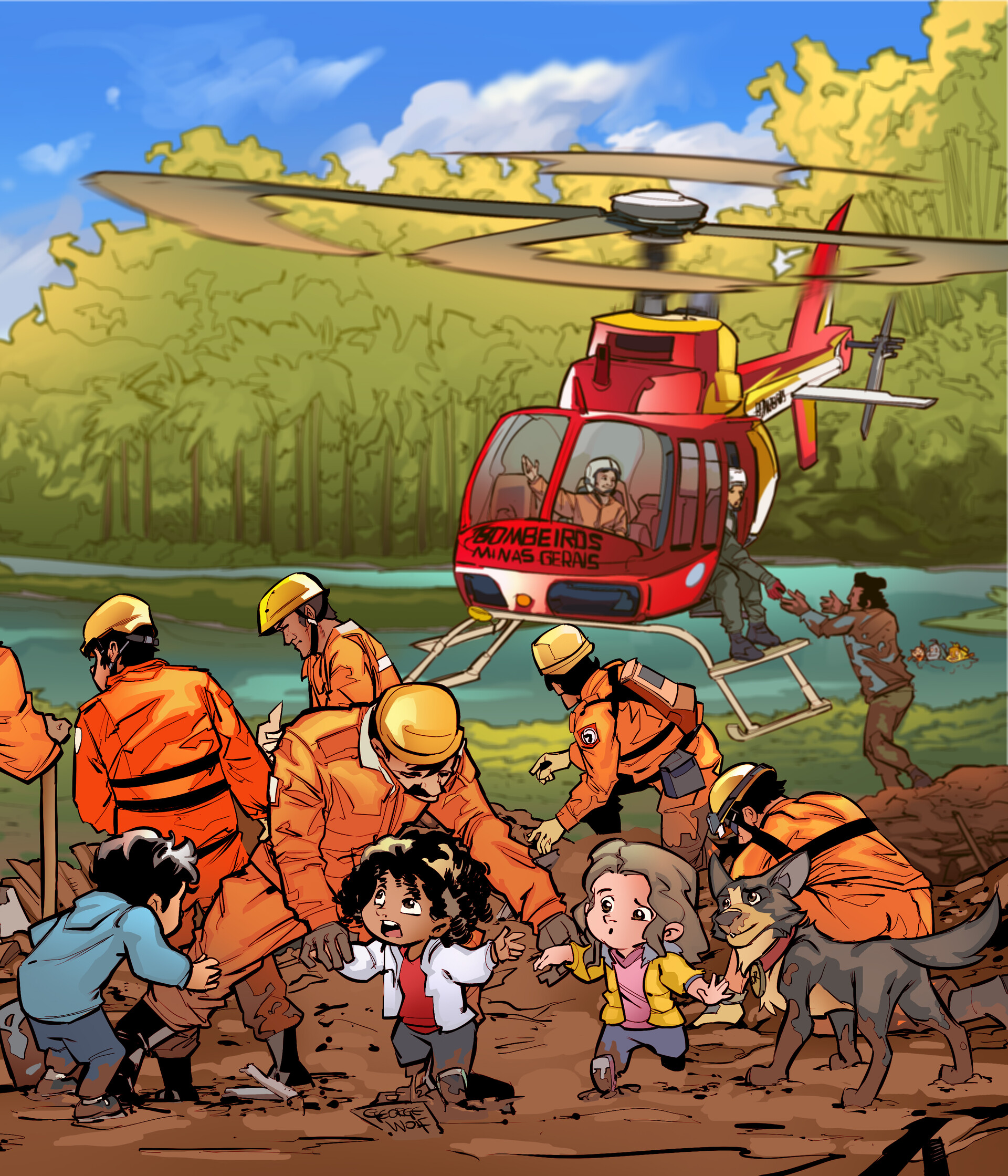 GEORGE WOLF - COVER CHILDREN'S BOOK: RIVER OF MUD 2