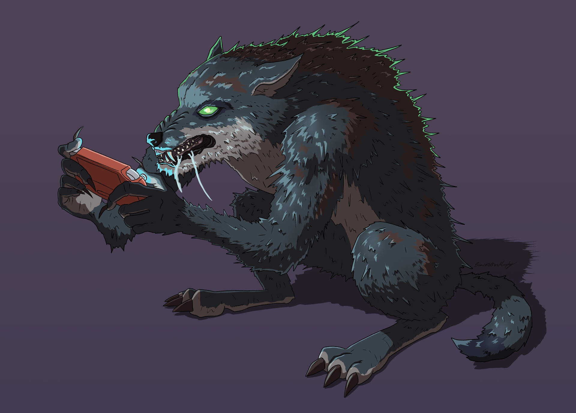 ArtStation - Angry Werewolf Playing Video Games