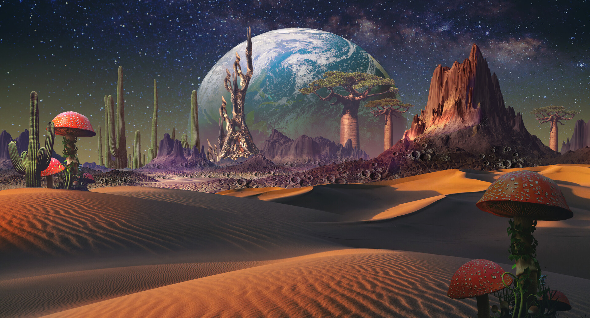 ArtStation - moon world mattepainting.