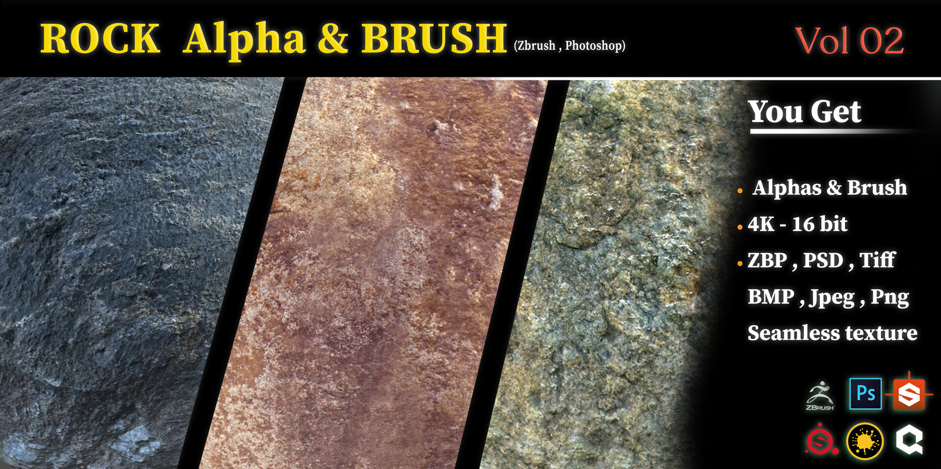 ArtStation - ROCK Alpha & BRUSH VOL 02