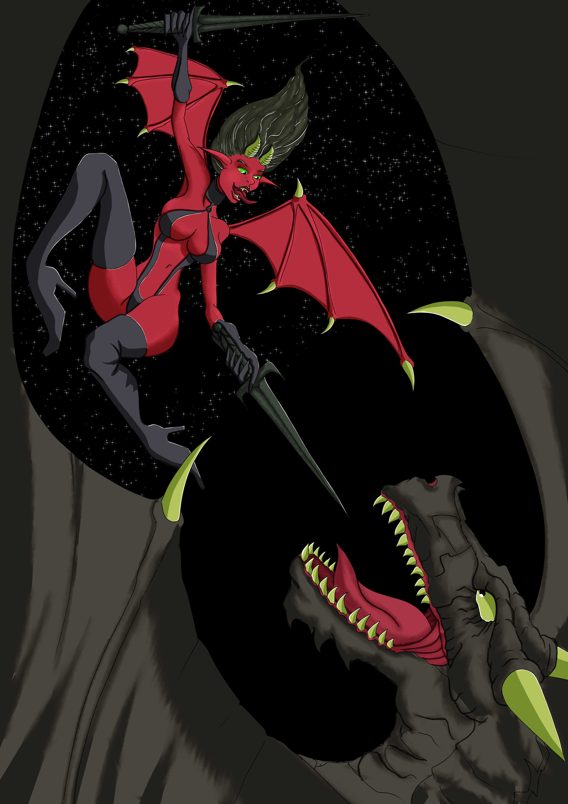 ArtStation - demon vs dragon