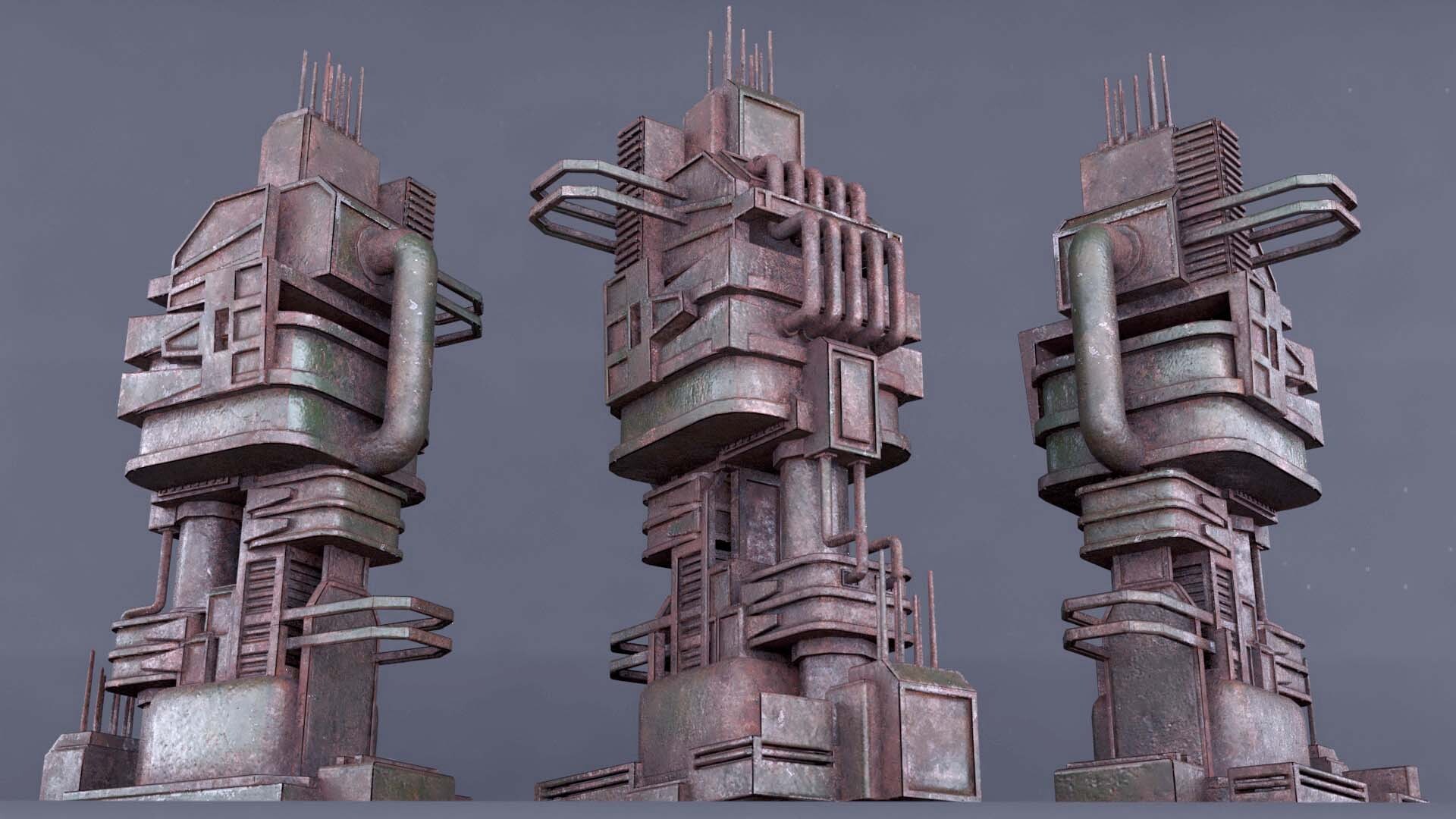 ArtStation - Sci-Fi low poly machinery game ready asset
