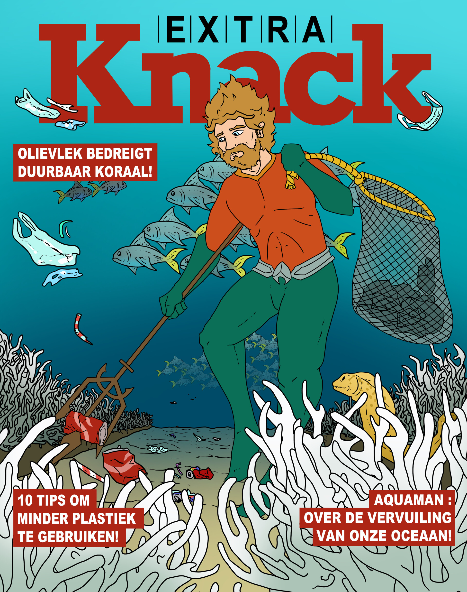 ArtStation - schoolwork- cover and infographic for "knack extra"