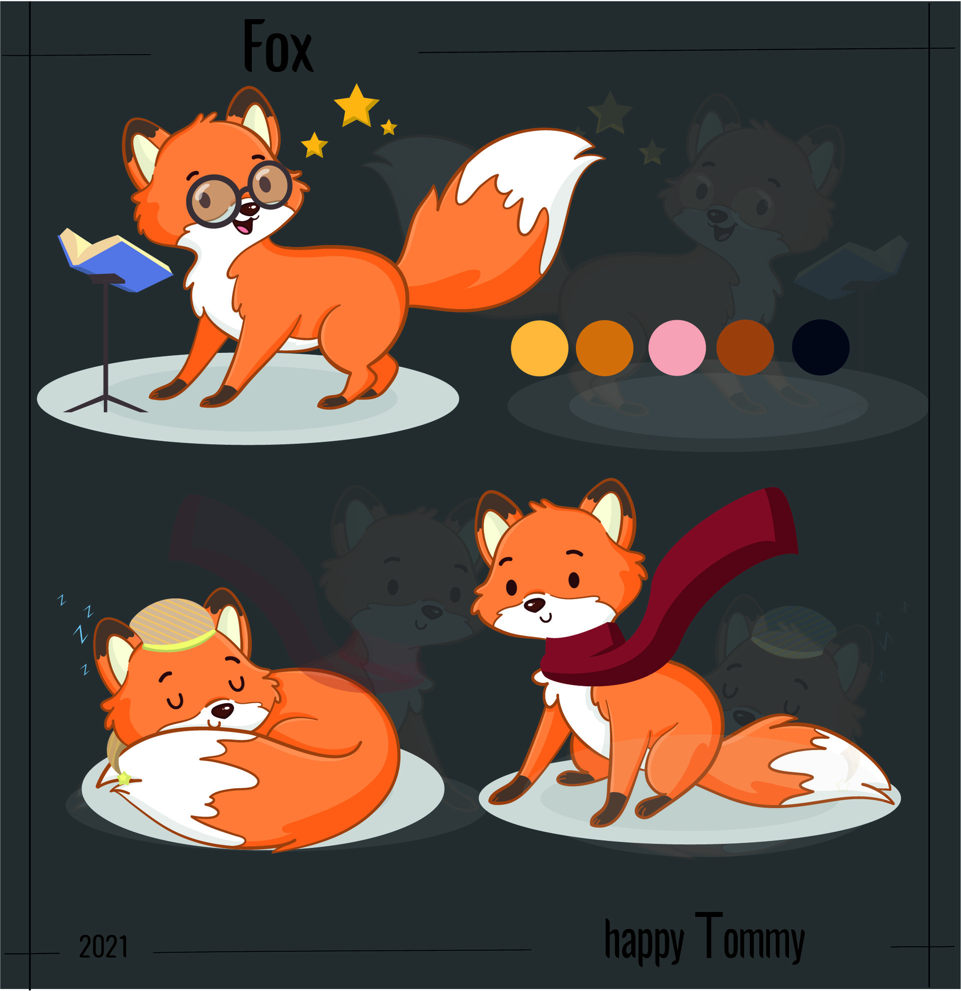ArtStation - Collection of hand drawn foxes