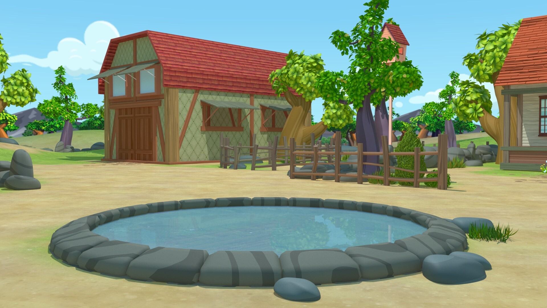 ArtStation - cartoon farm background
