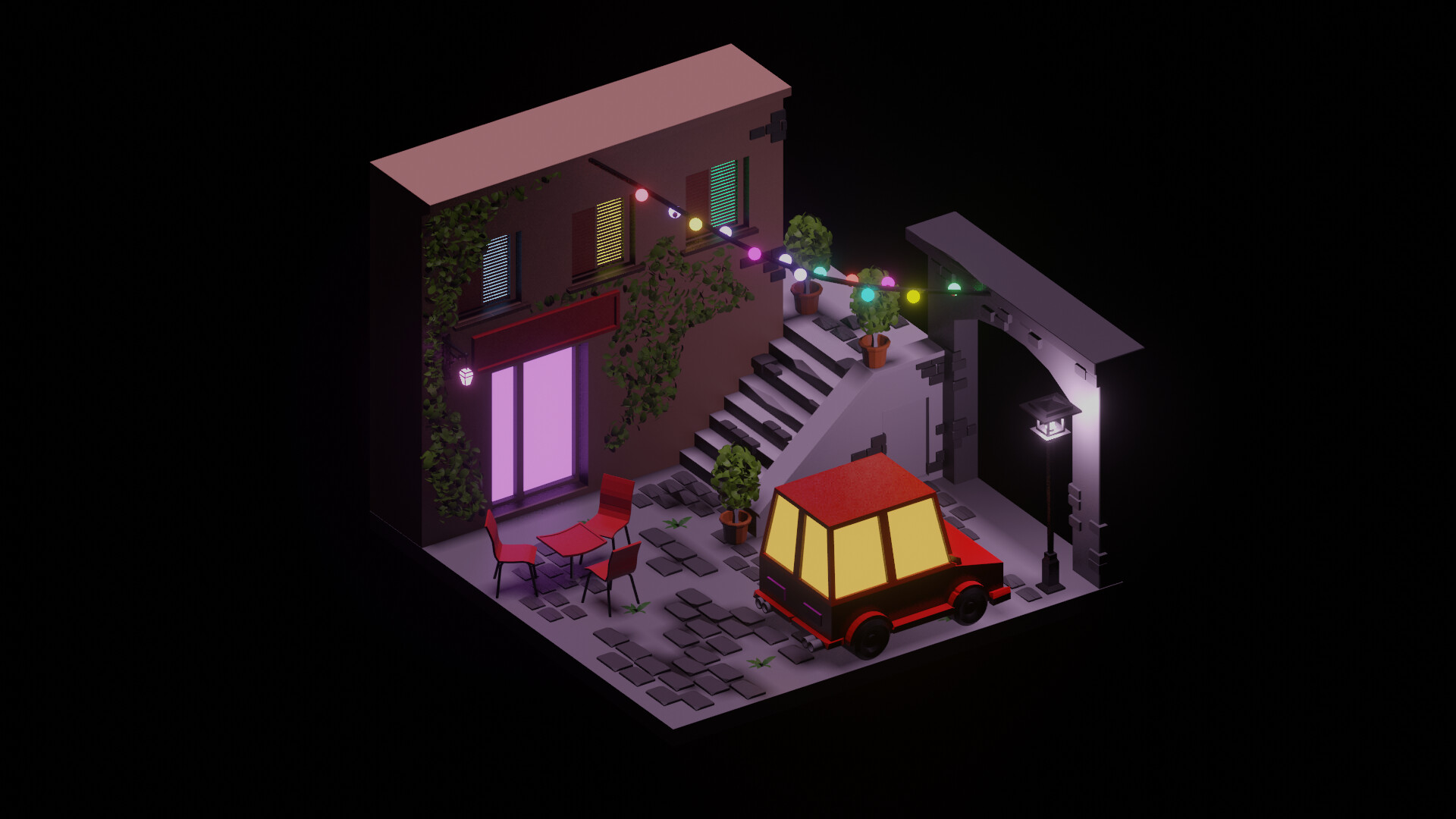 ArtStation - A Low Poly Small Rome Alleyway