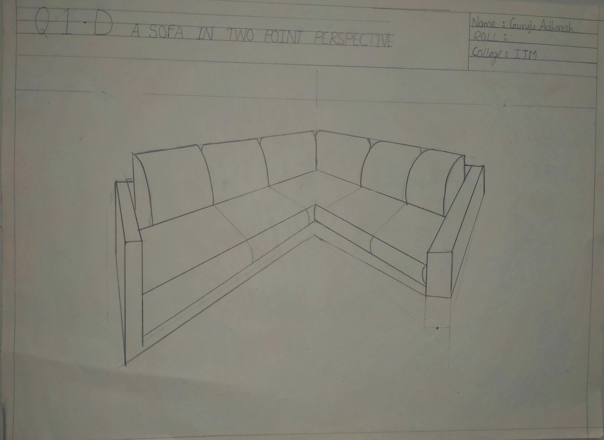 ArtStation - a sofa with 2 point perpective