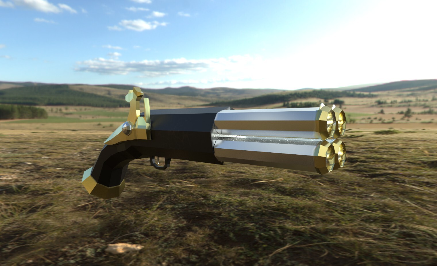 Caleb Helligar - Simple Low poly flint lock pistol