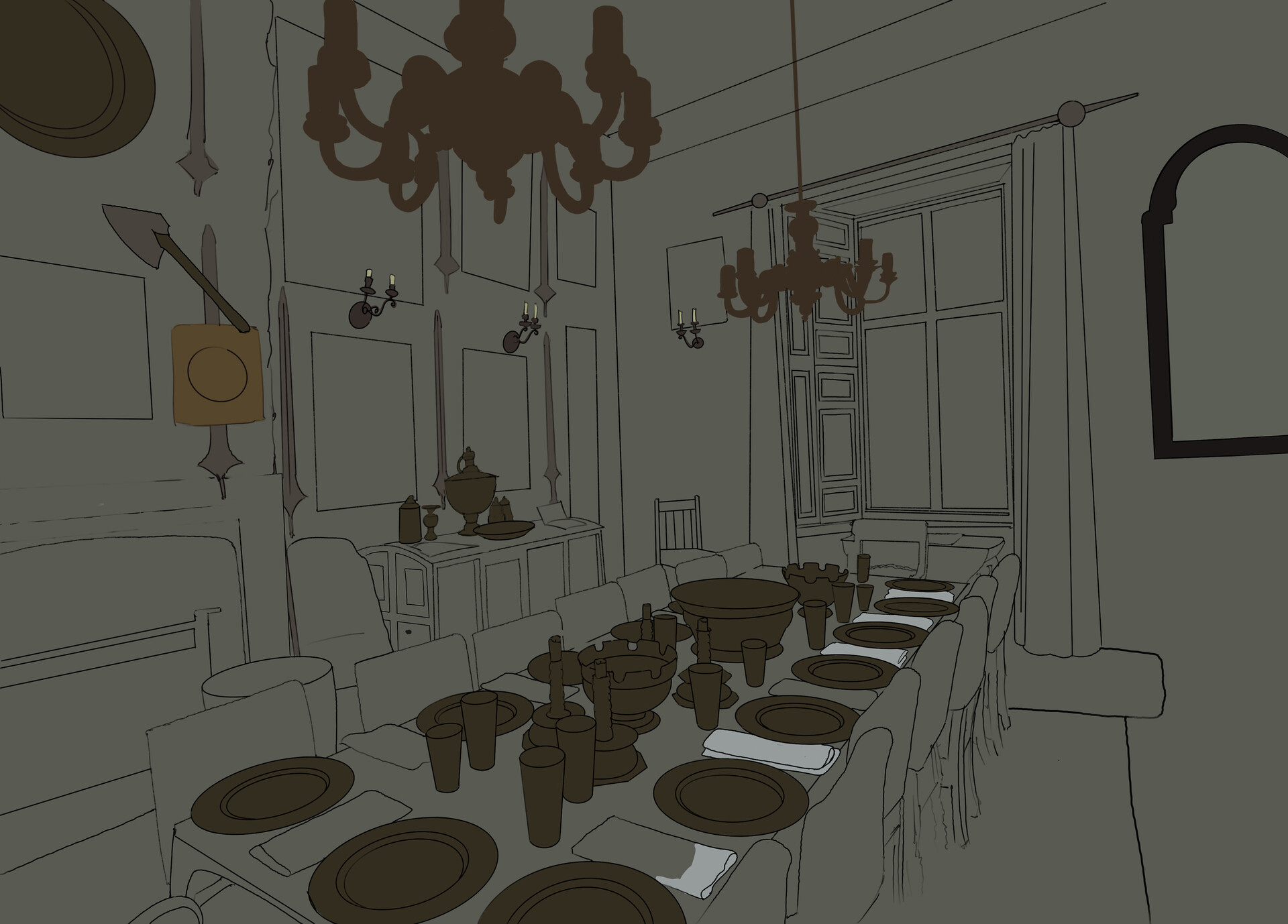 Ron Ashtiani - Dining room freehand study