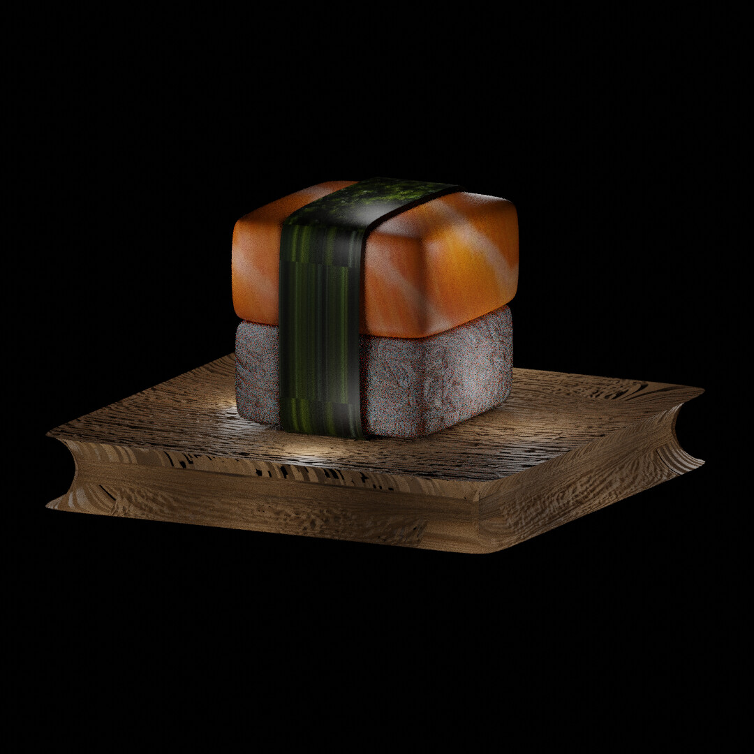 ArtStation - cube shaped sushi