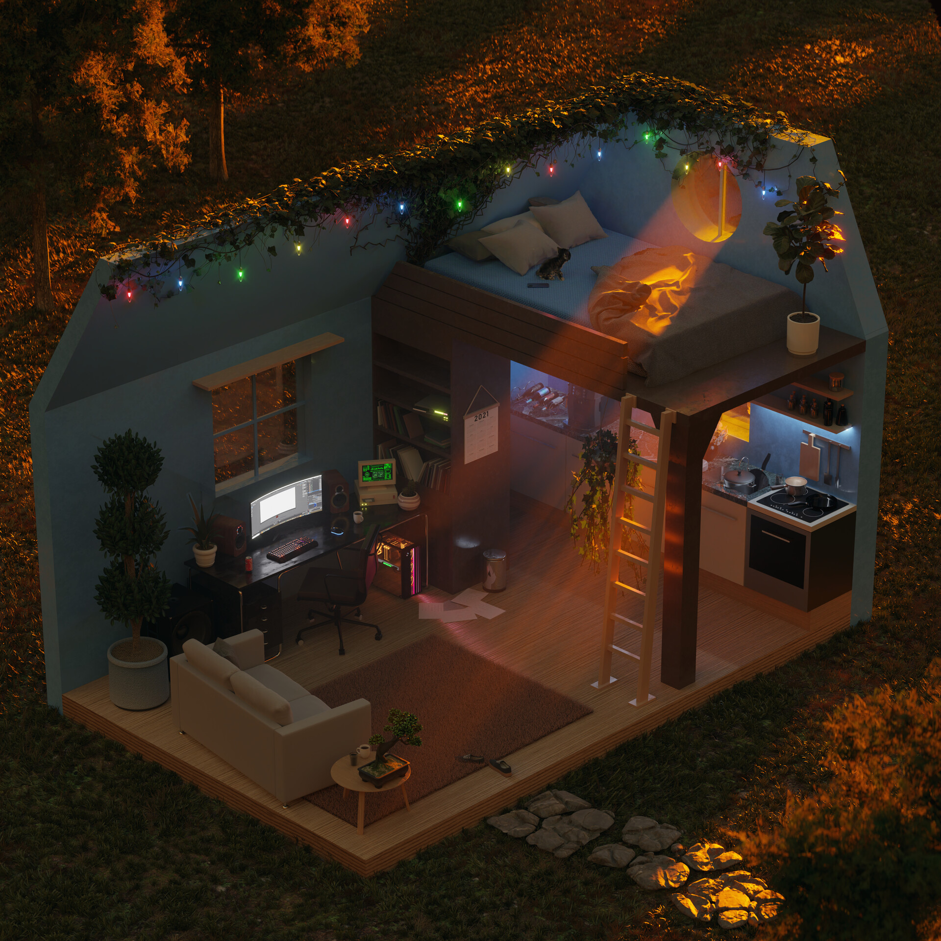 ArtStation - Cozy - Room Render