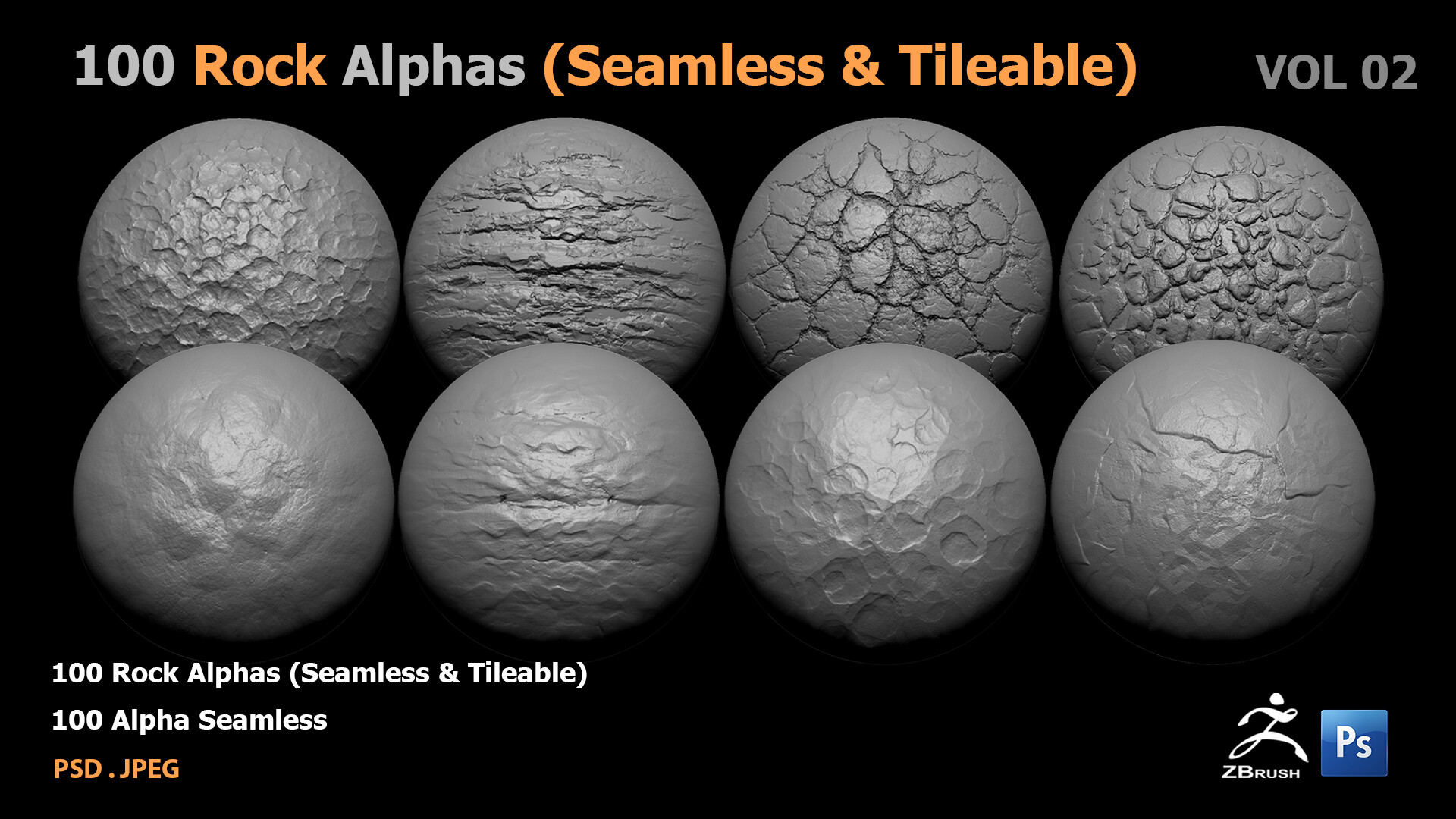 ArtStation - 100 Rock Alphas (Seamless & Tileable)