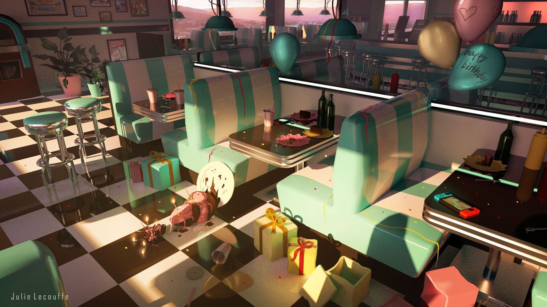 ArtStation - Concept Art : Diner 50s (birthday party)