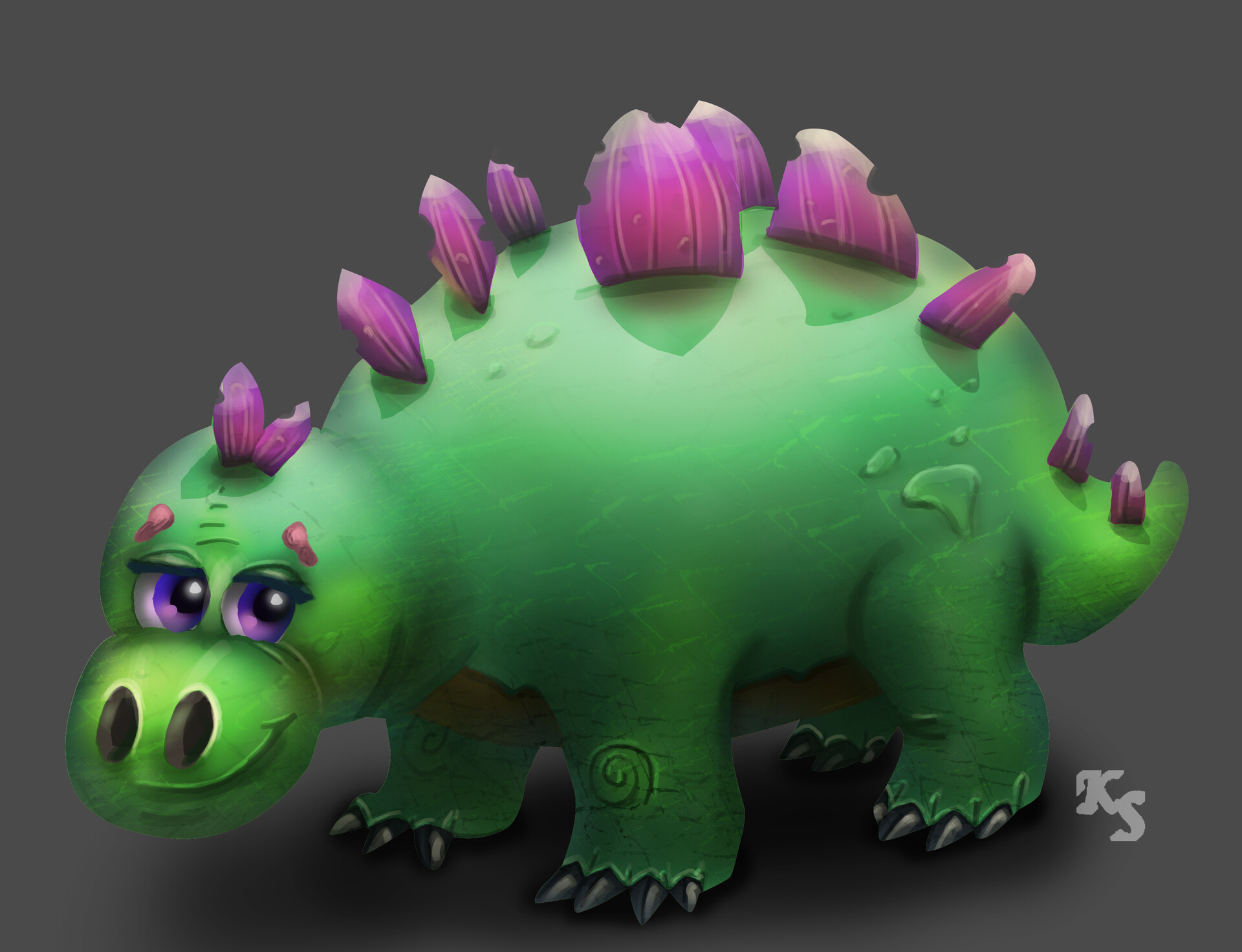 ArtStation - Green dinosaur. 2D art.