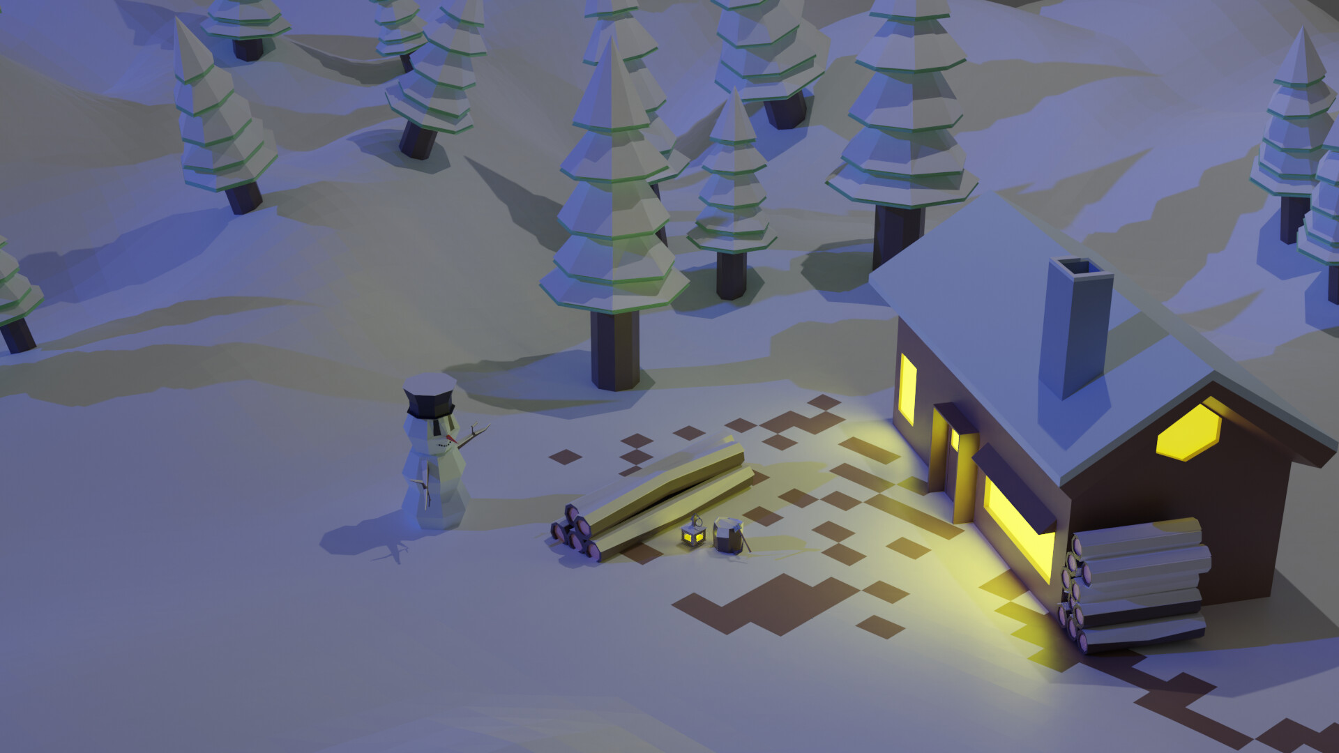 ArtStation - Relaxing scene at a winter trip