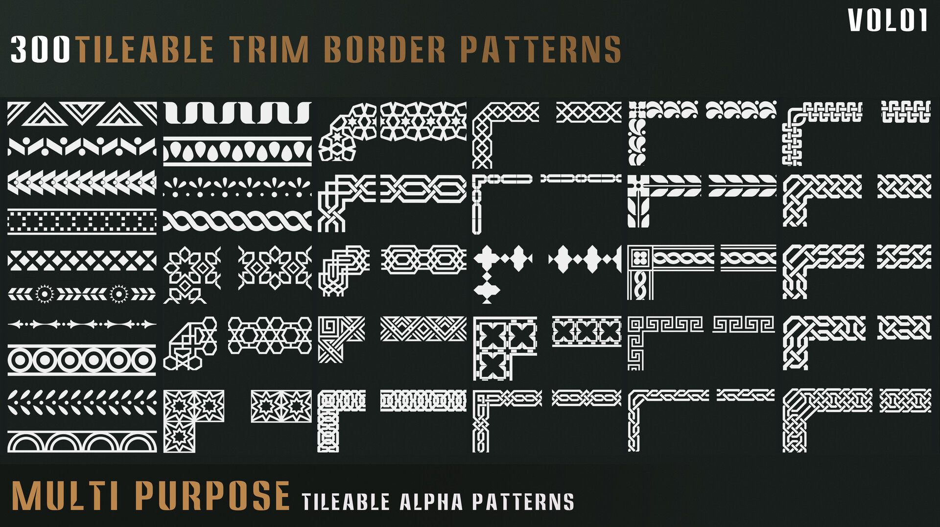 Mona Ghafourian - 300 tileable trim border patterns-vol01