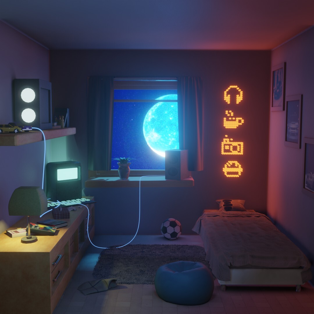 ArtStation - Re-Model Bed Room - Night Scene