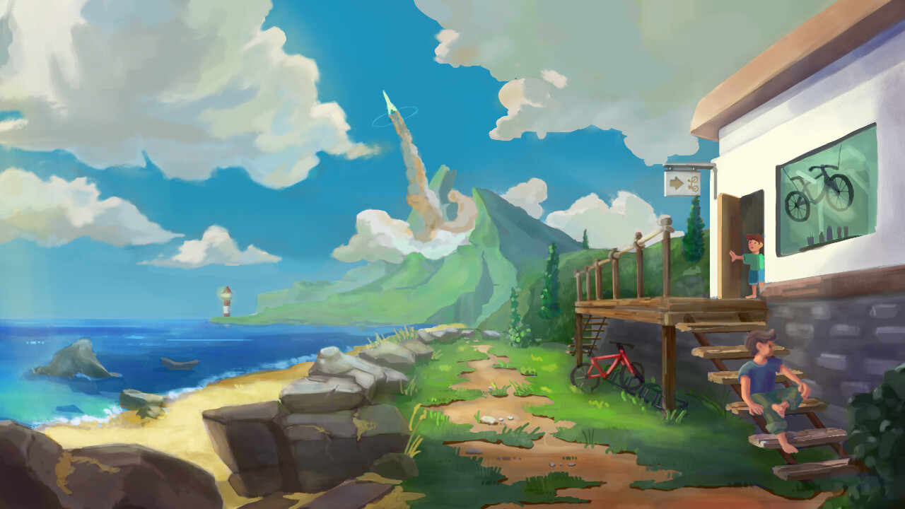 Ariane Vidal - Landscape illustration : The space rocket