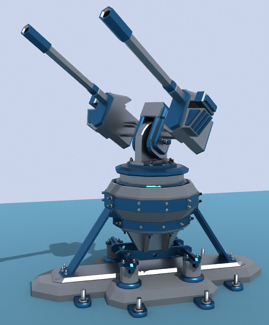 ArtStation - Learning 3D hard surface modeling: Blue plasma turret