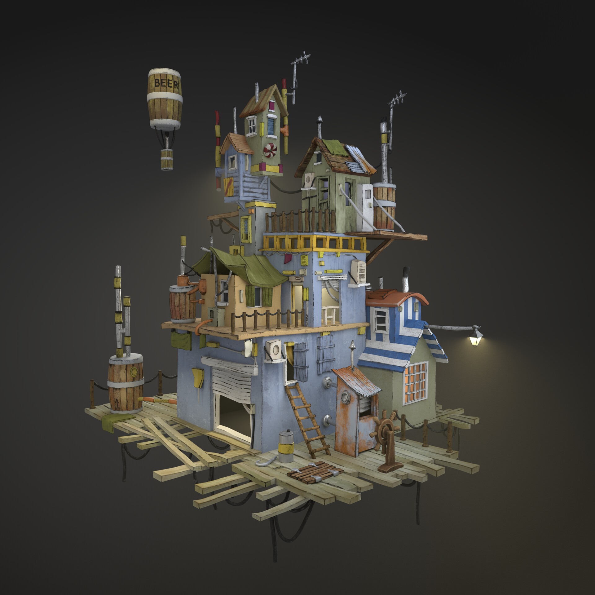 ArtStation - Old Brewery 3D model inspired by @brejanz illustrations