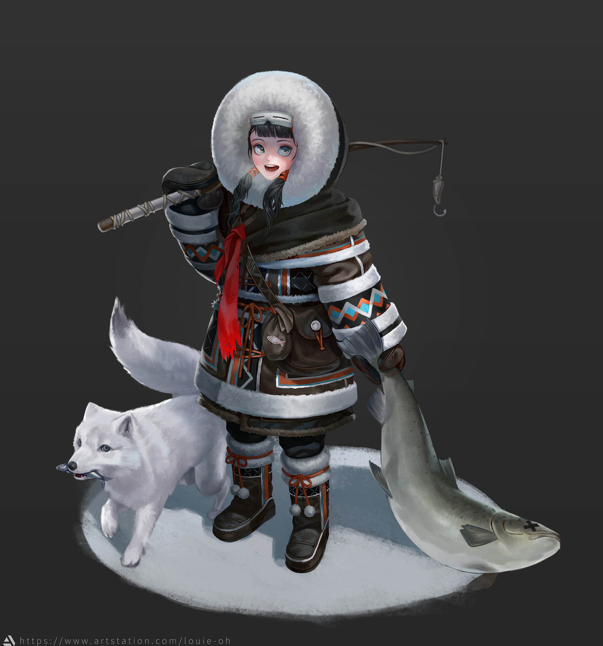 ArtStation - Inuit girl & artic fox