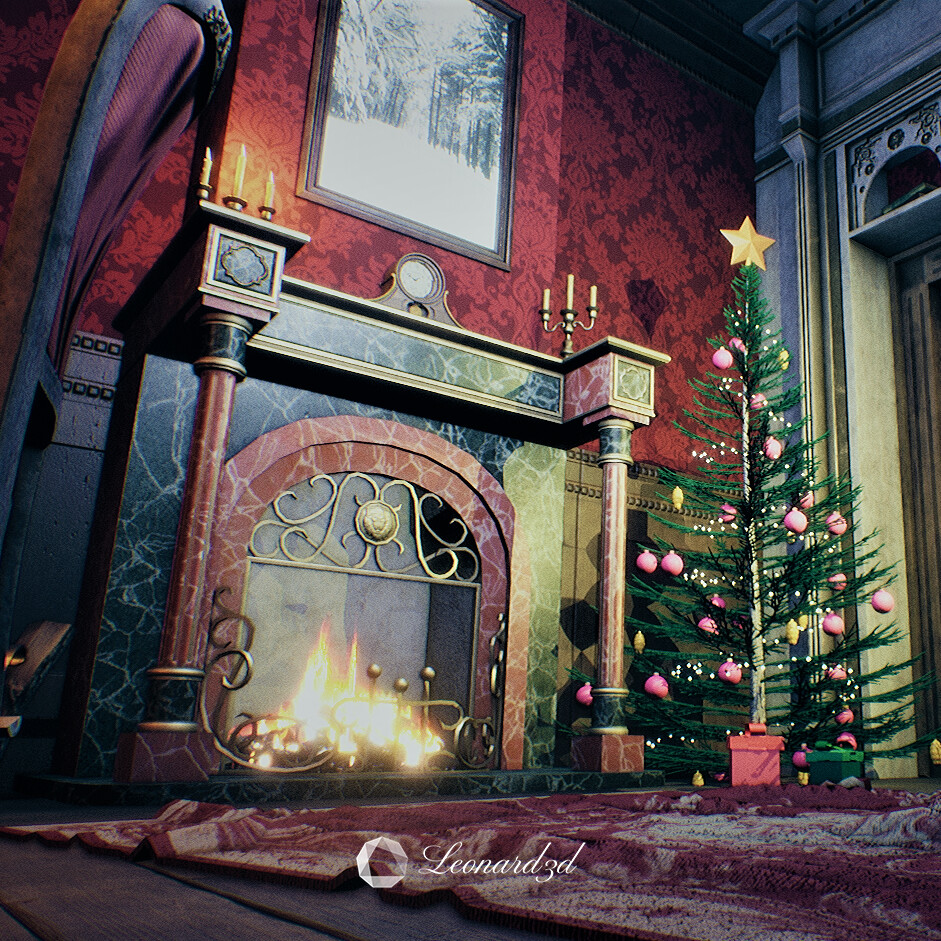 ArtStation - Christmas themed bedroom environment