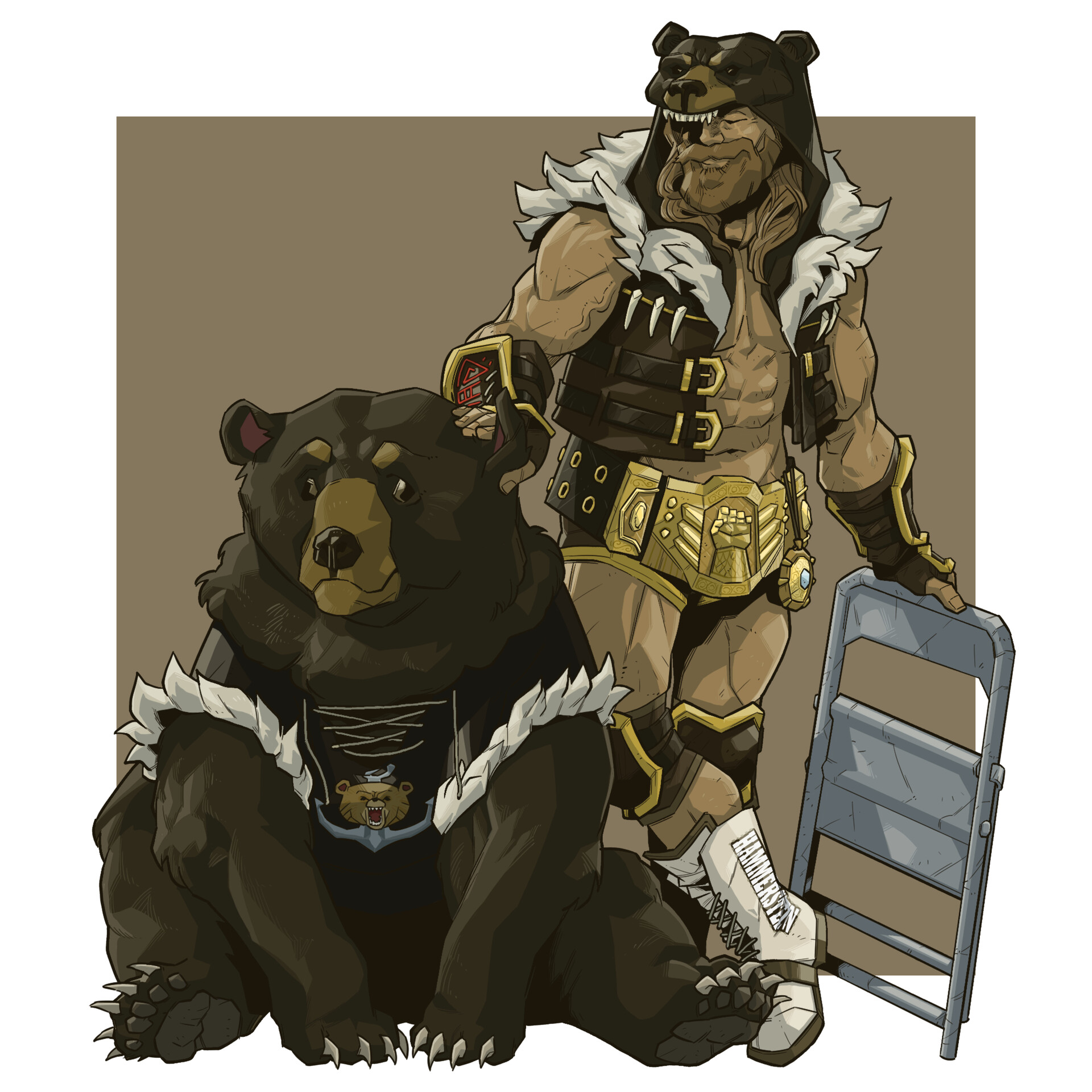 ArtStation - Human Monk Wrestler and his Bear