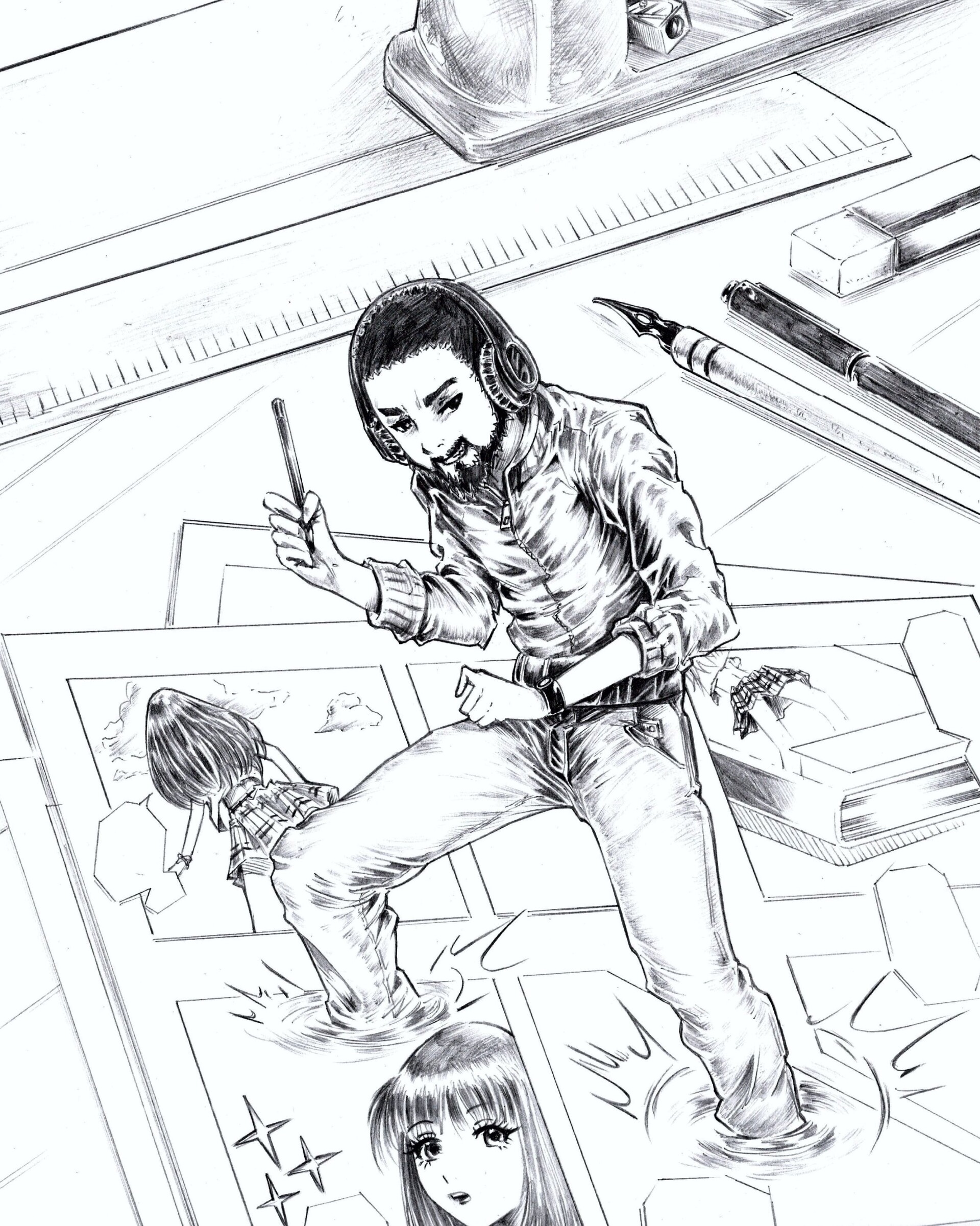 ArtStation - Page Mangaka Pencil Mangá by Neo