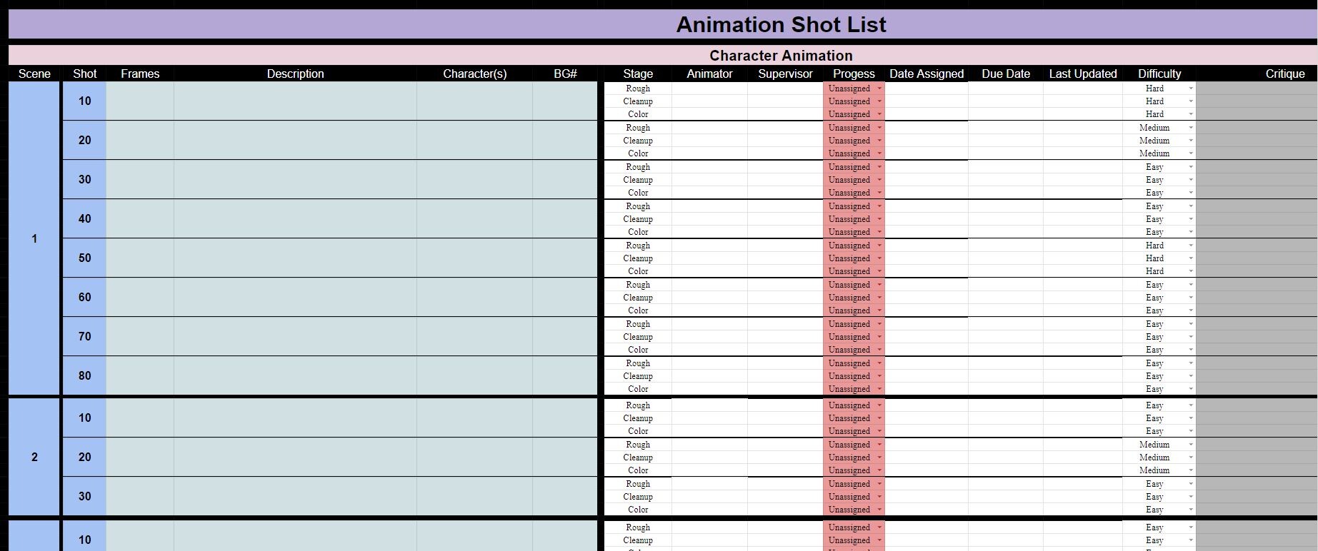 ArtStation - Project Breakdown Templates