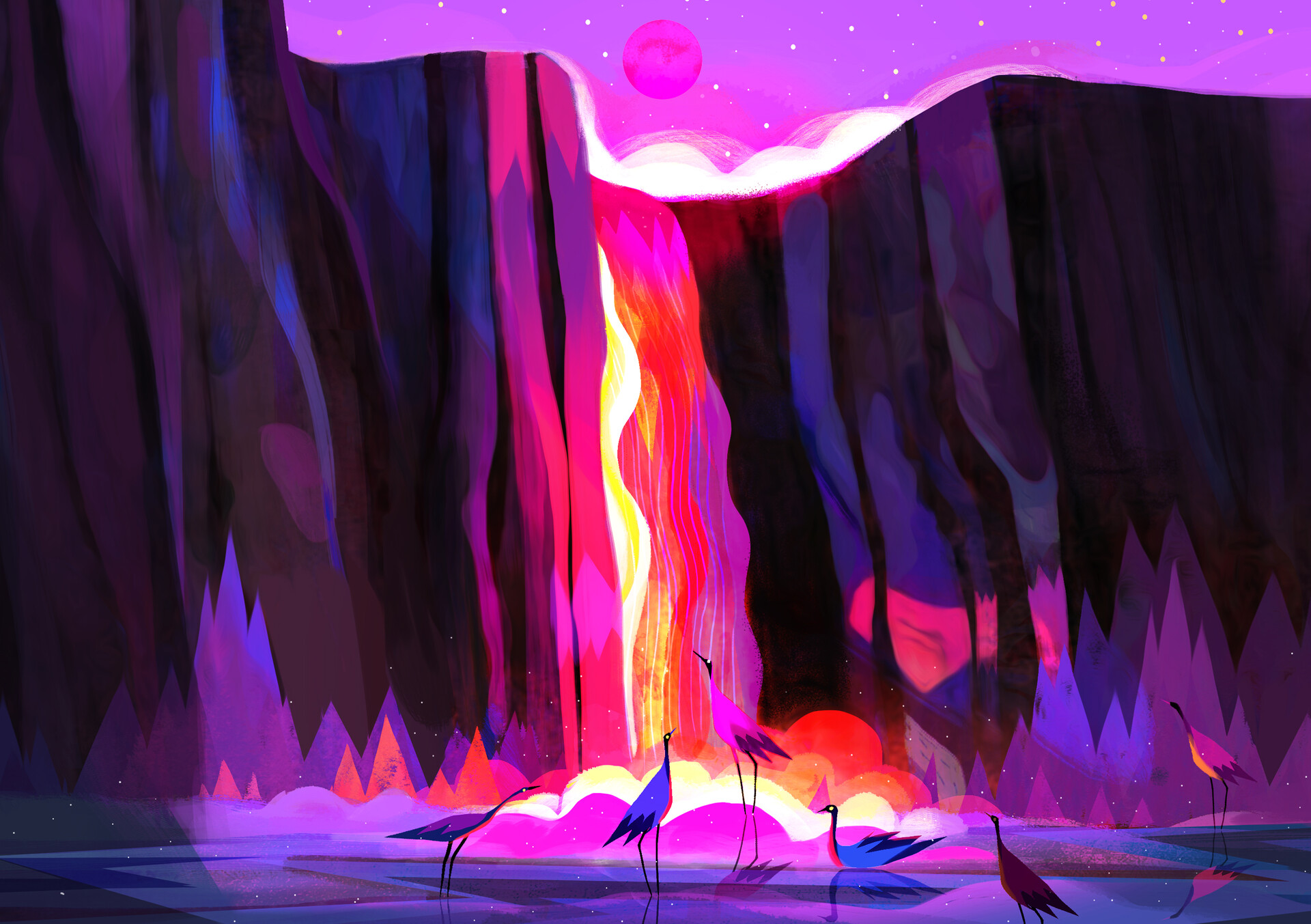 ArtStation - The Red Waterfall