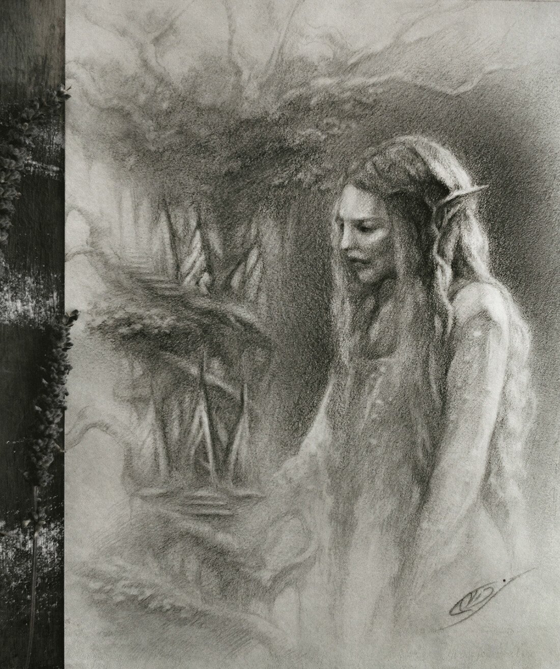 ArtStation - Ancient sketch of one elf and her home