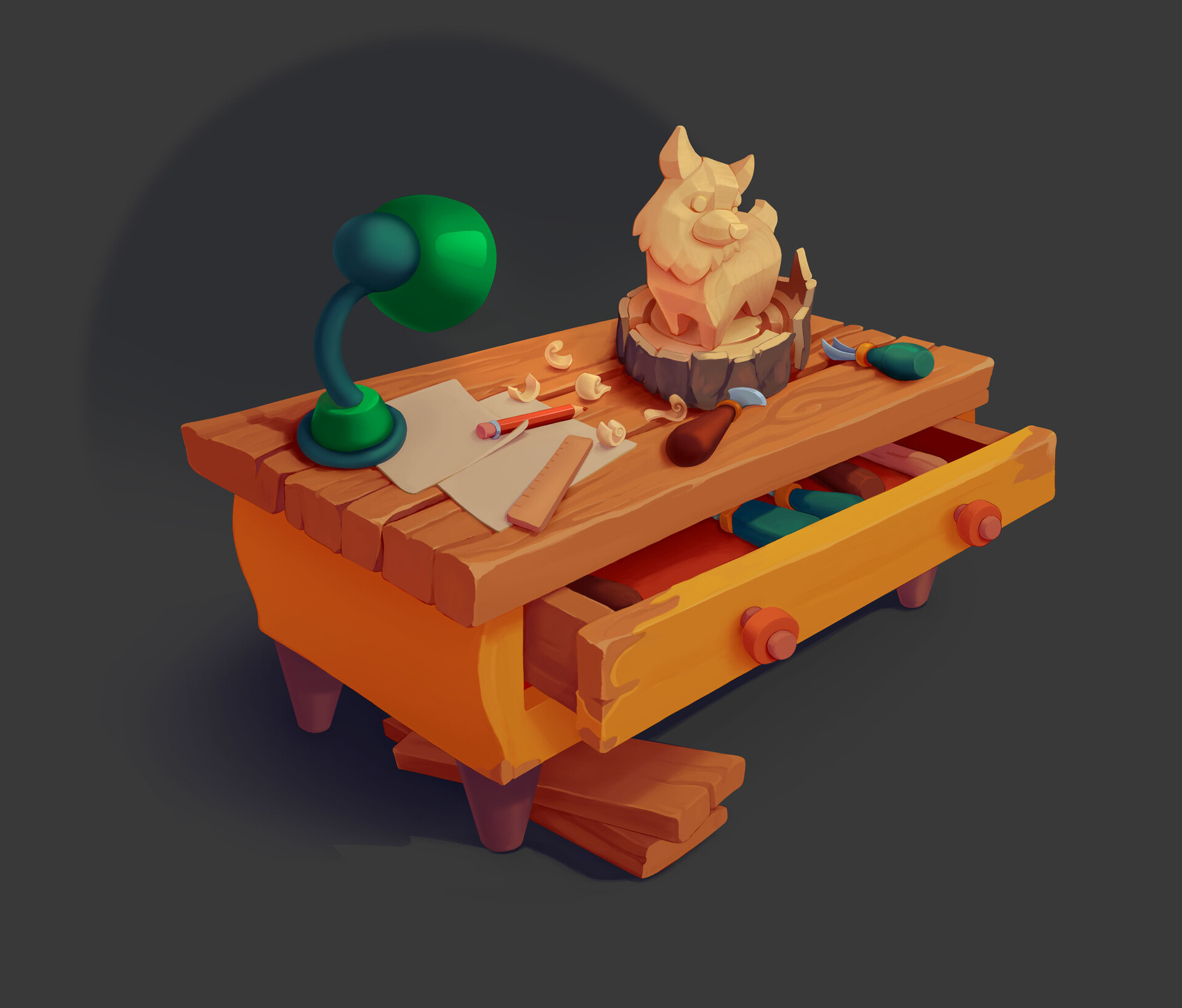 ArtStation - Wood carver table