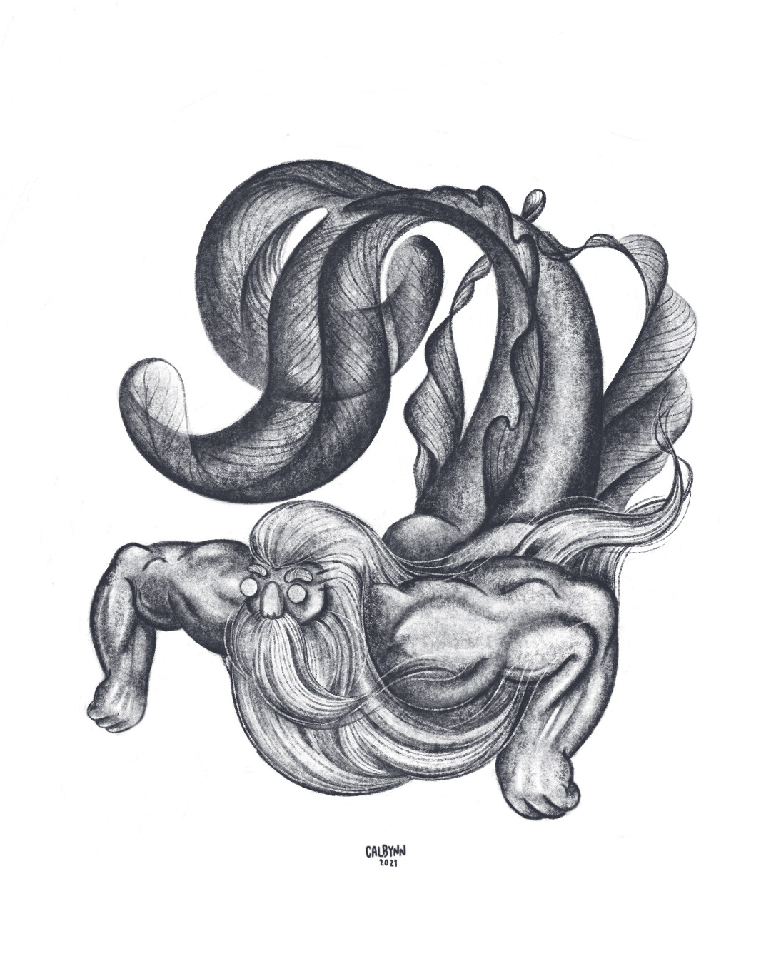 ArtStation - merman pencil drawing