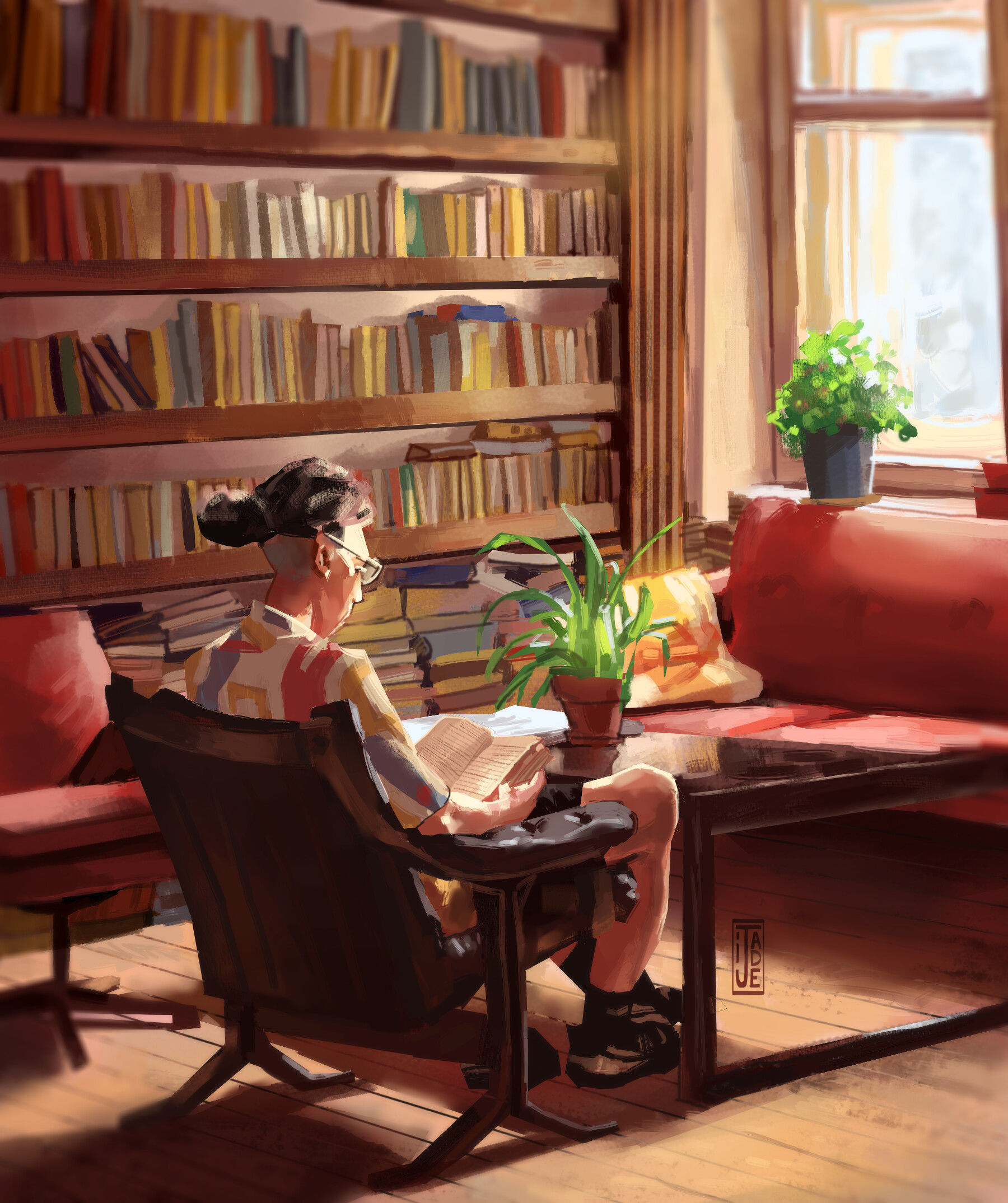 how to draw reading room