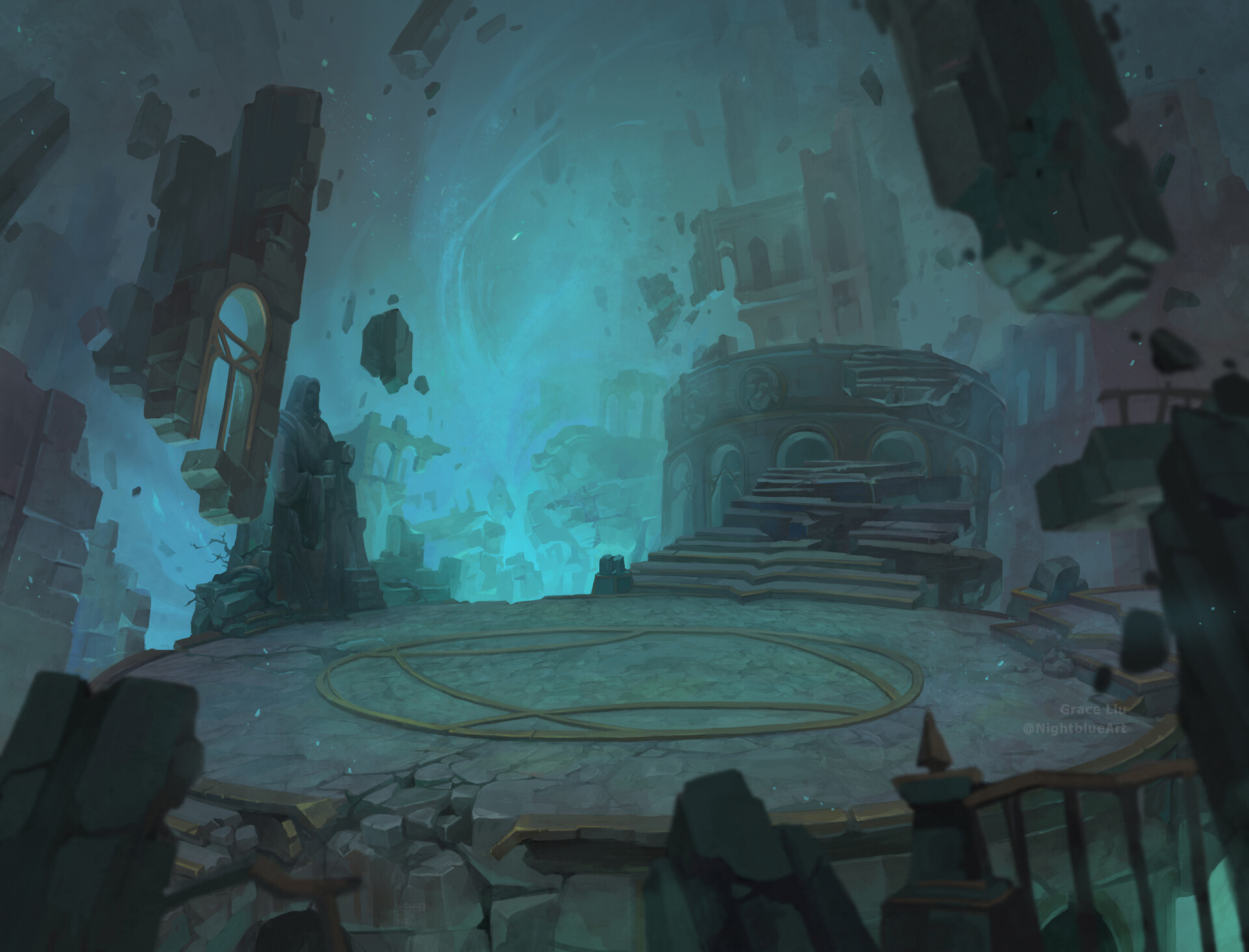 Grace Liu - Ruined King Combat Backgrounds - Shadowy Places