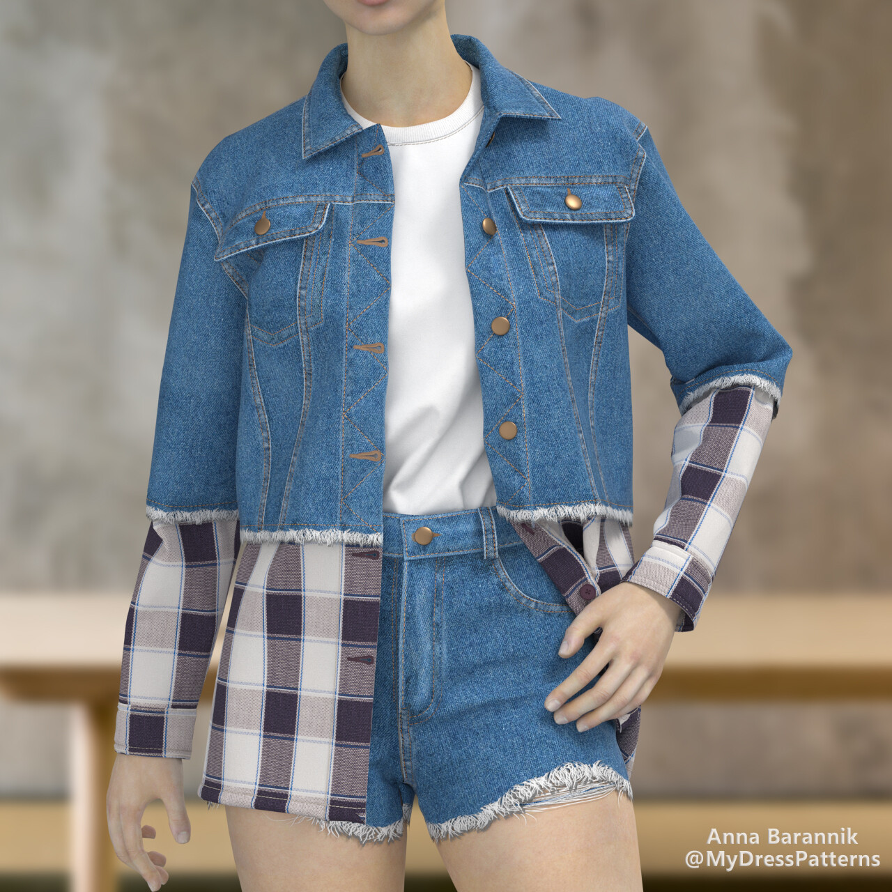 Anna Barannik - Jeans suit in Clo3D