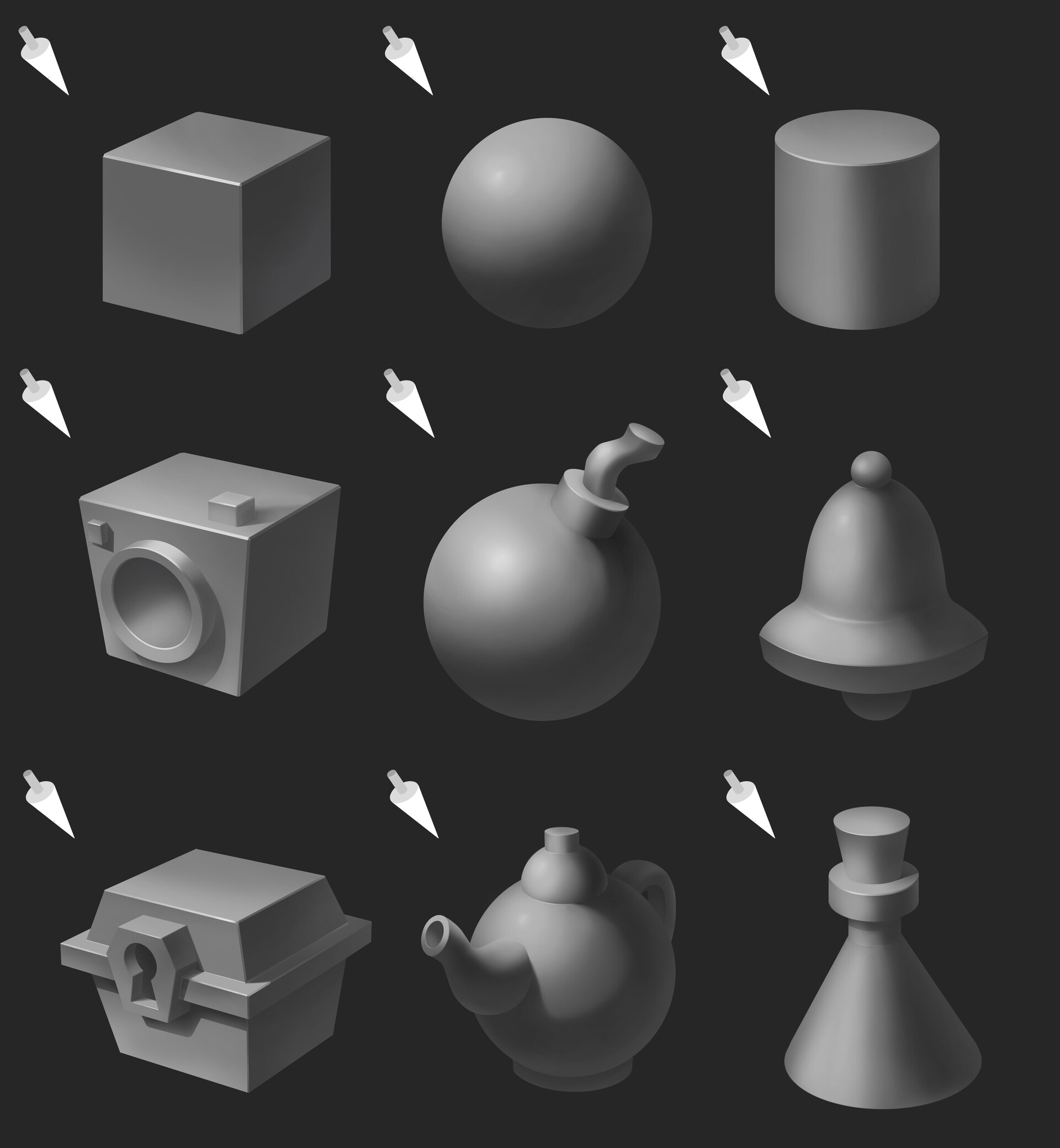 ArtStation - Black and white props