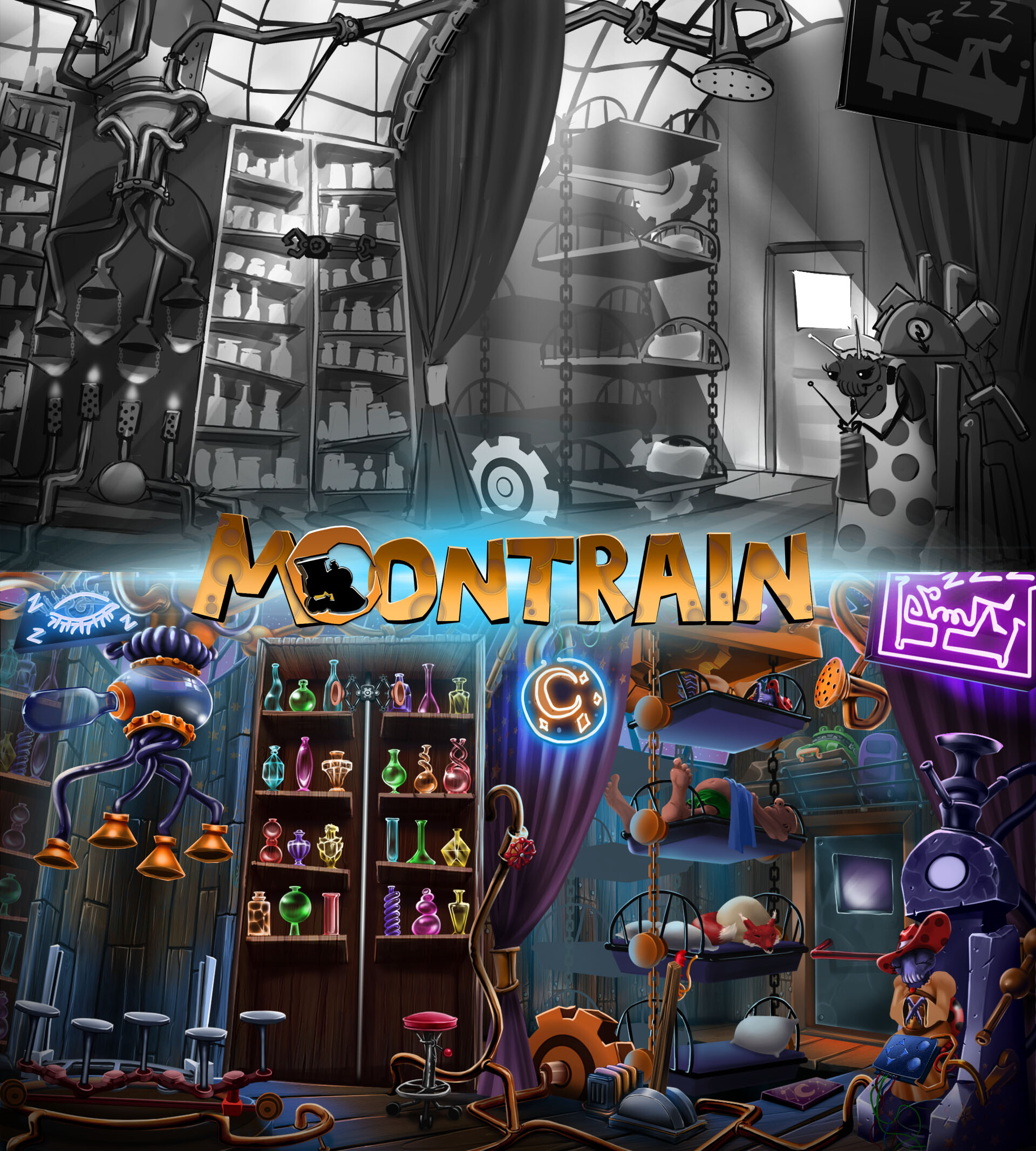 ArtStation - Moontrain Scene from concept to finish