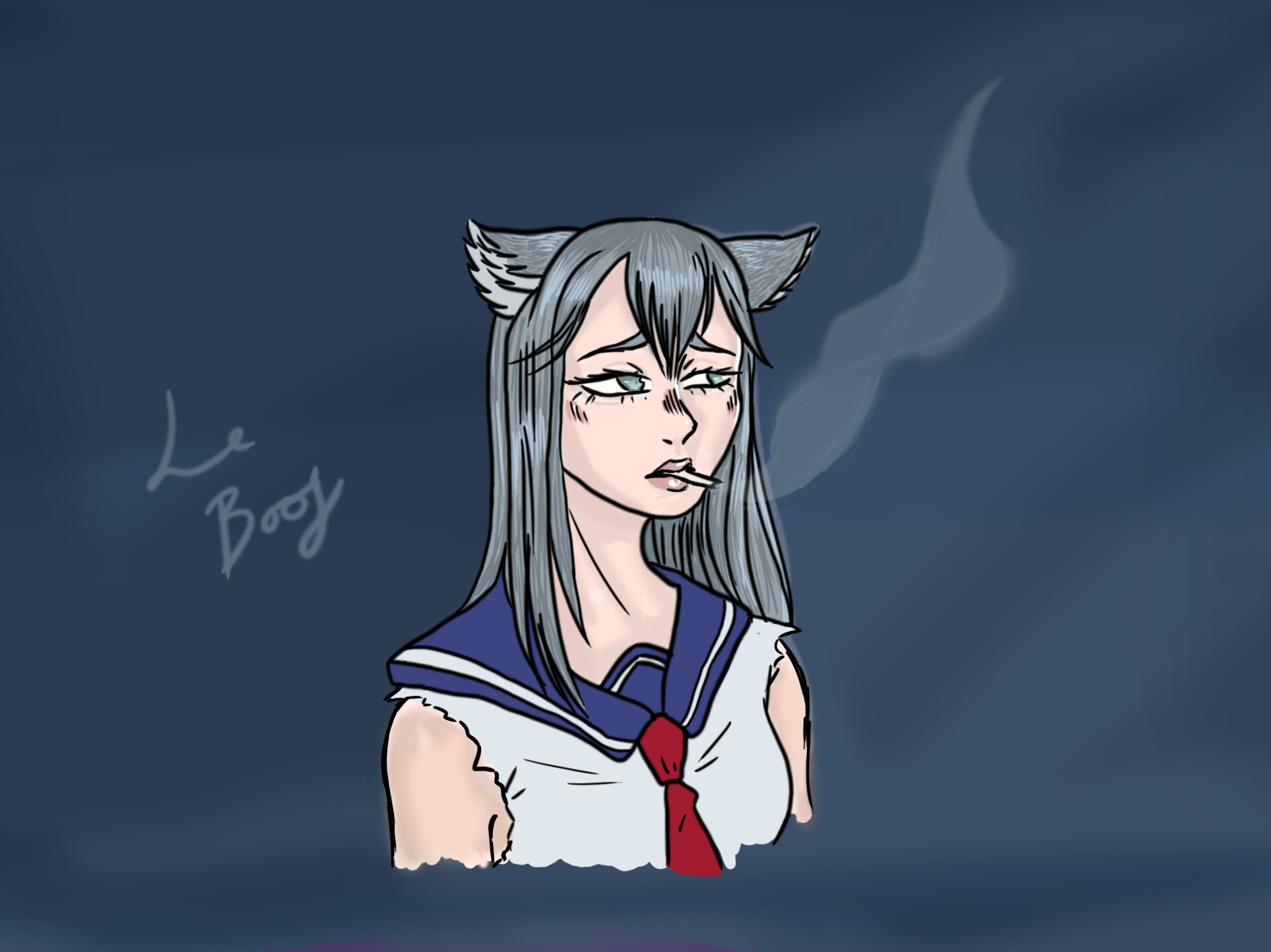 ArtStation - Anime girl smoking