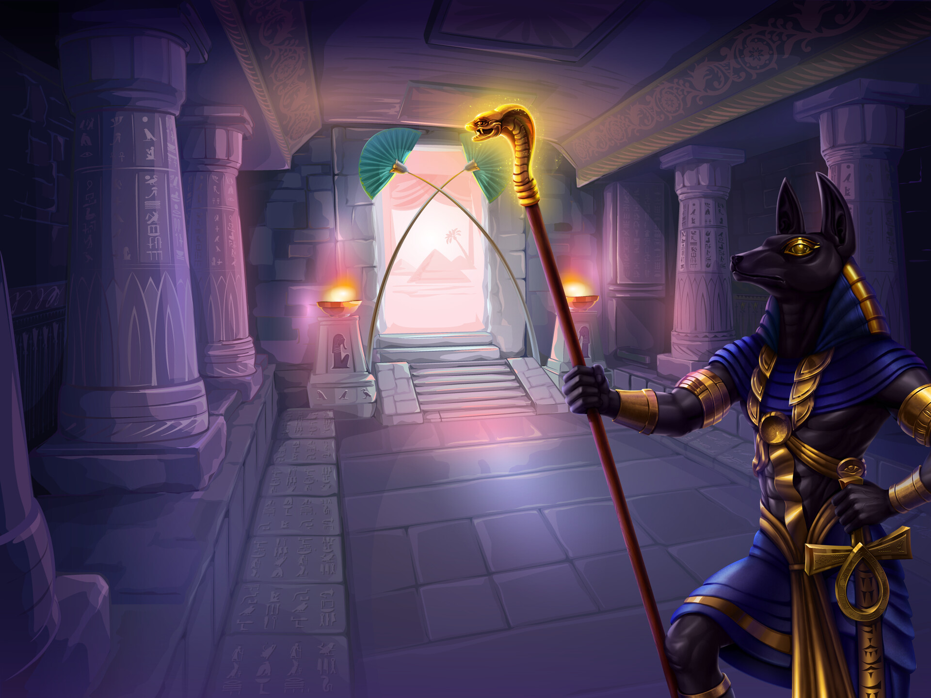 ArtStation - Main background illustration for the Anubis slot game
