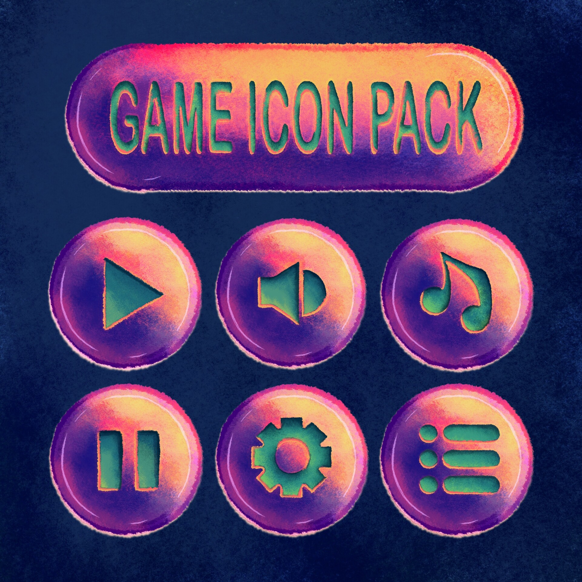 ArtStation - Set of bright gaming icons