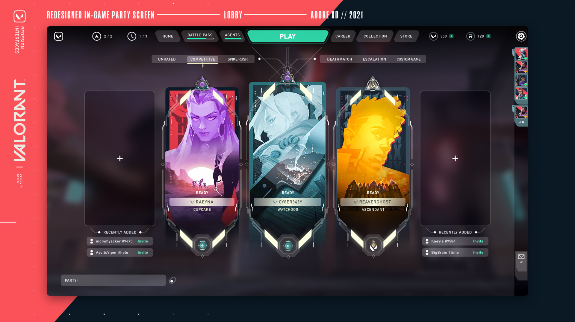 CY8ER848Y - Redesigned VALORANT'S 6 most poplar in-game screens