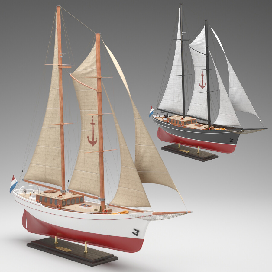 ArtStation - Silver spray schooner boat